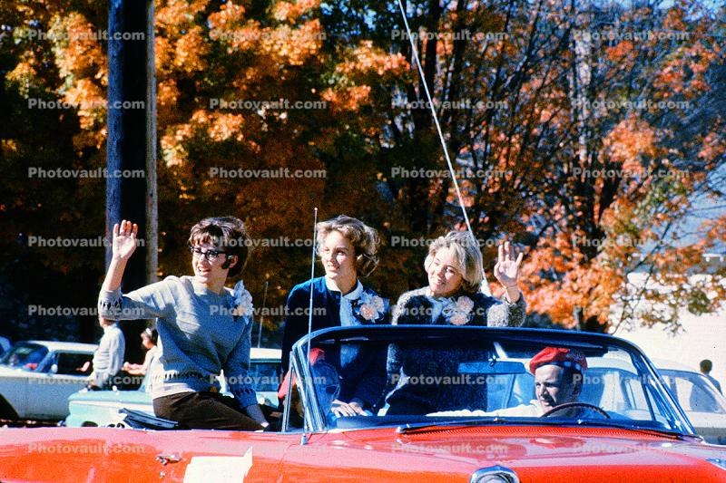 Women, Girls, Waving, Harrison, October 1963, 1960s, Photo